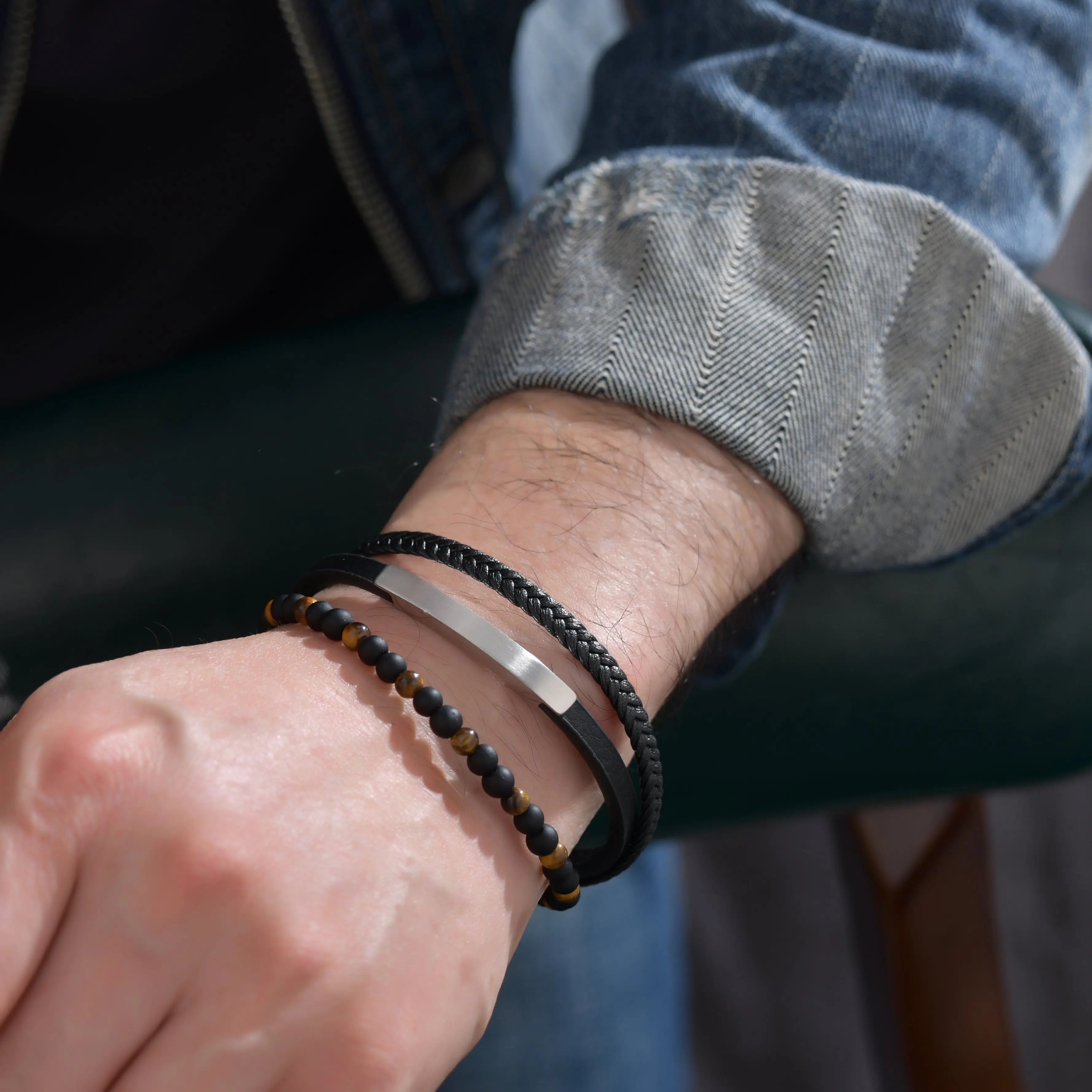 Explore Stainless Steel, Black Leather & Silver Bracelets for Men ...